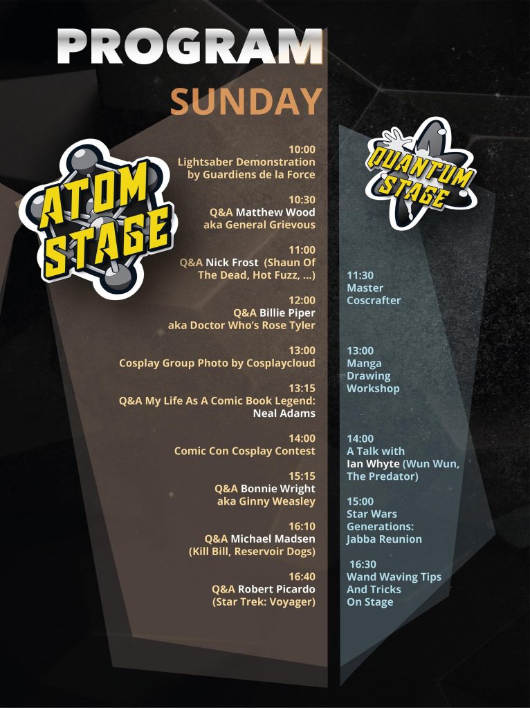 Program Sunday - Comic Con Brussels
