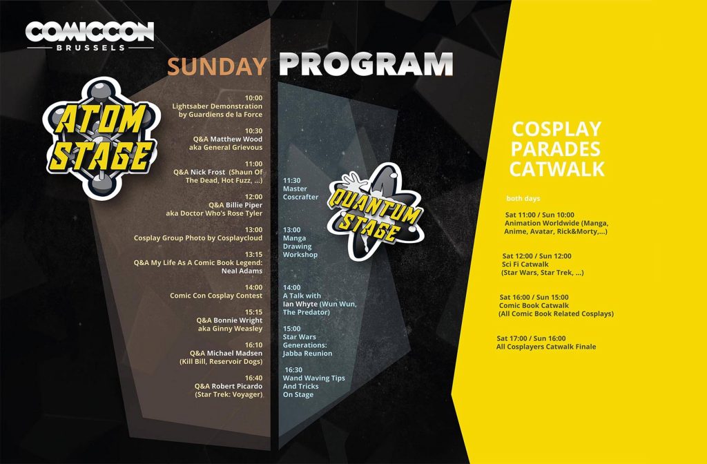 Program Sunday - Comic Con Brussels